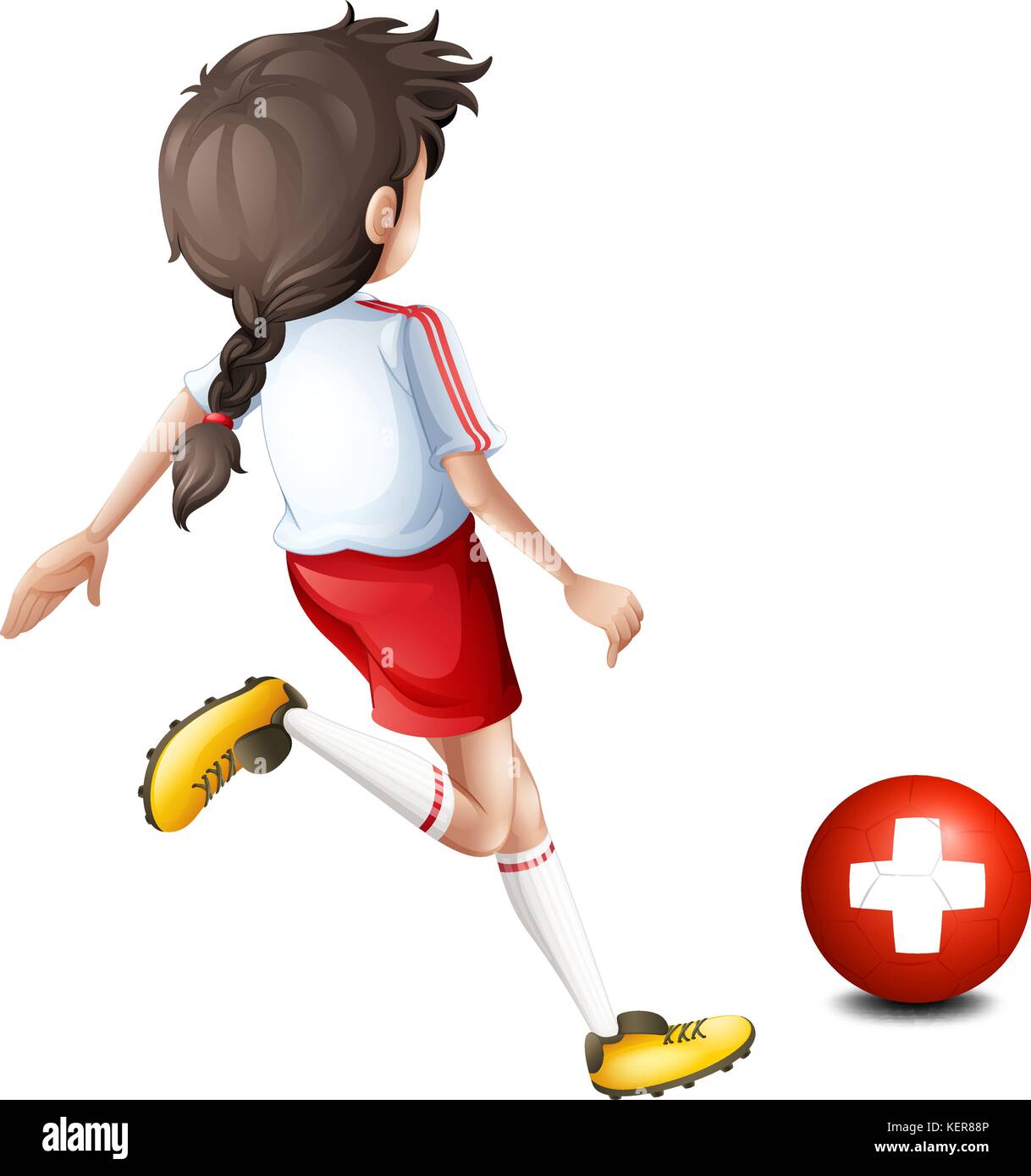 Cartoon female soccer player kicking hi-res stock photography and ...