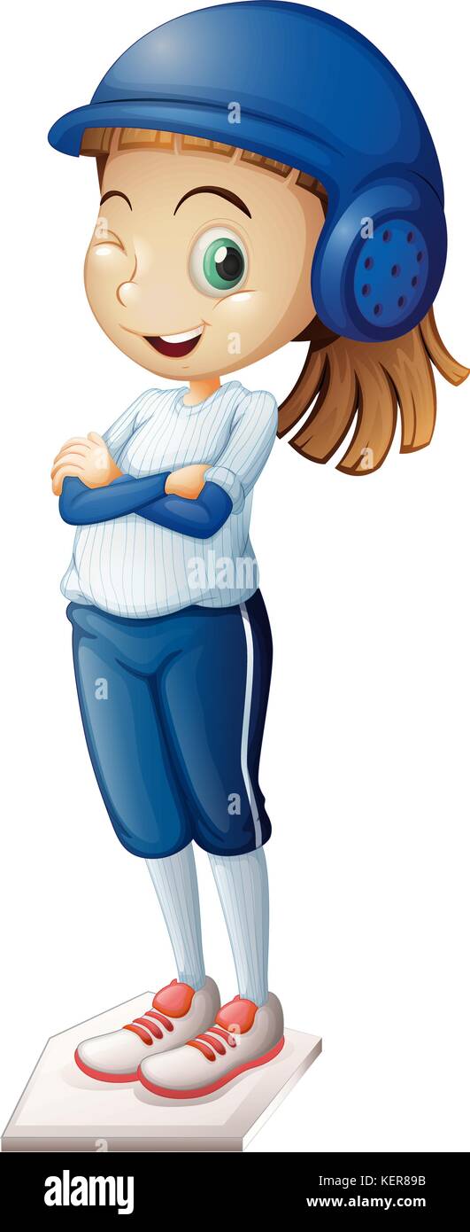 Illustration of a cute baseball player on a white background Stock ...