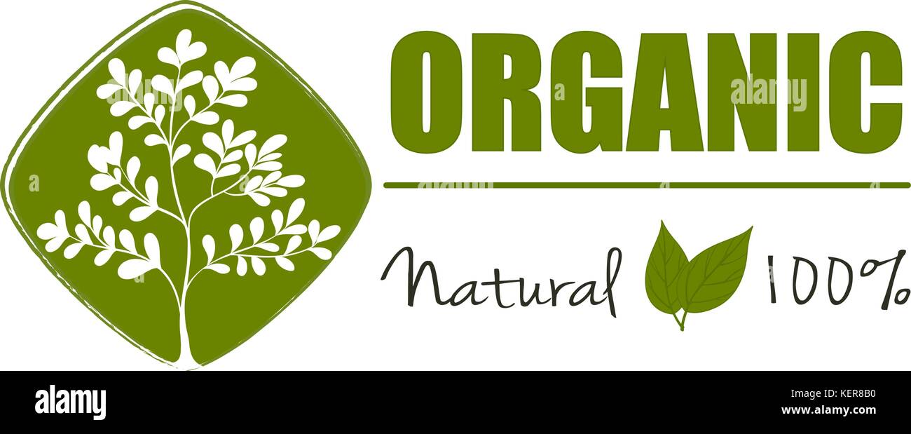 Illustration of a natural organic label on a white background Stock ...
