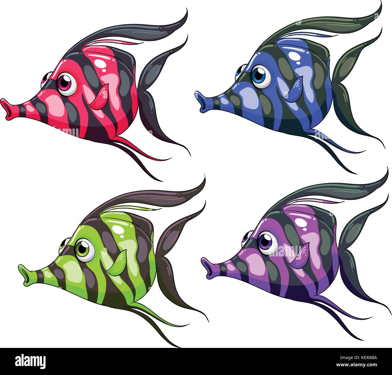 Four colorful fishes on a white background Stock Vector Image & Art - Alamy