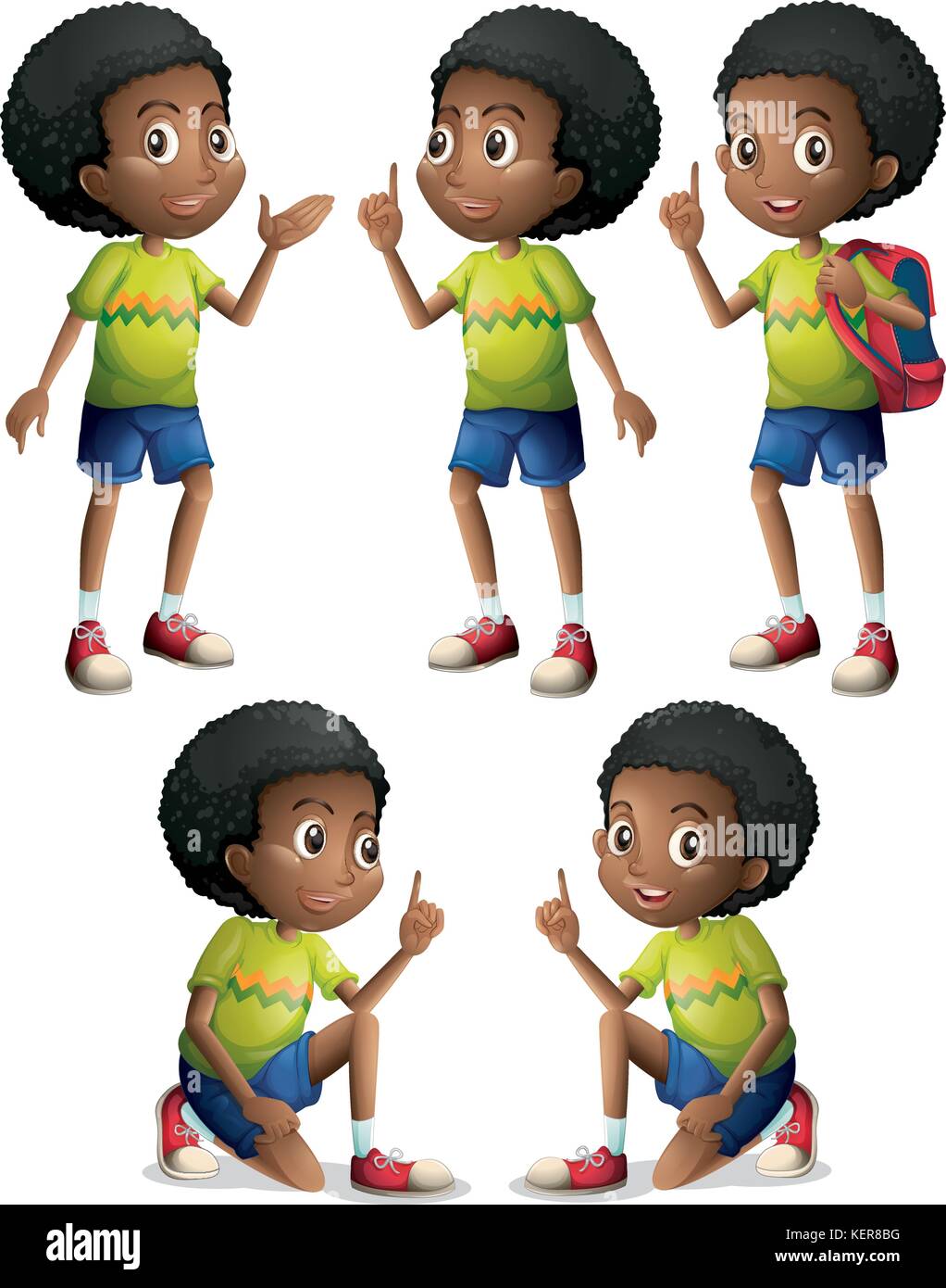 Illustration of the five Black boys on a white background Stock Vector ...