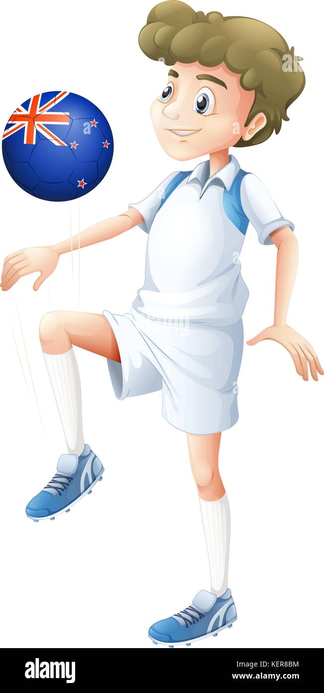 Illustration of a boy using the ball designed with the flag of New ...