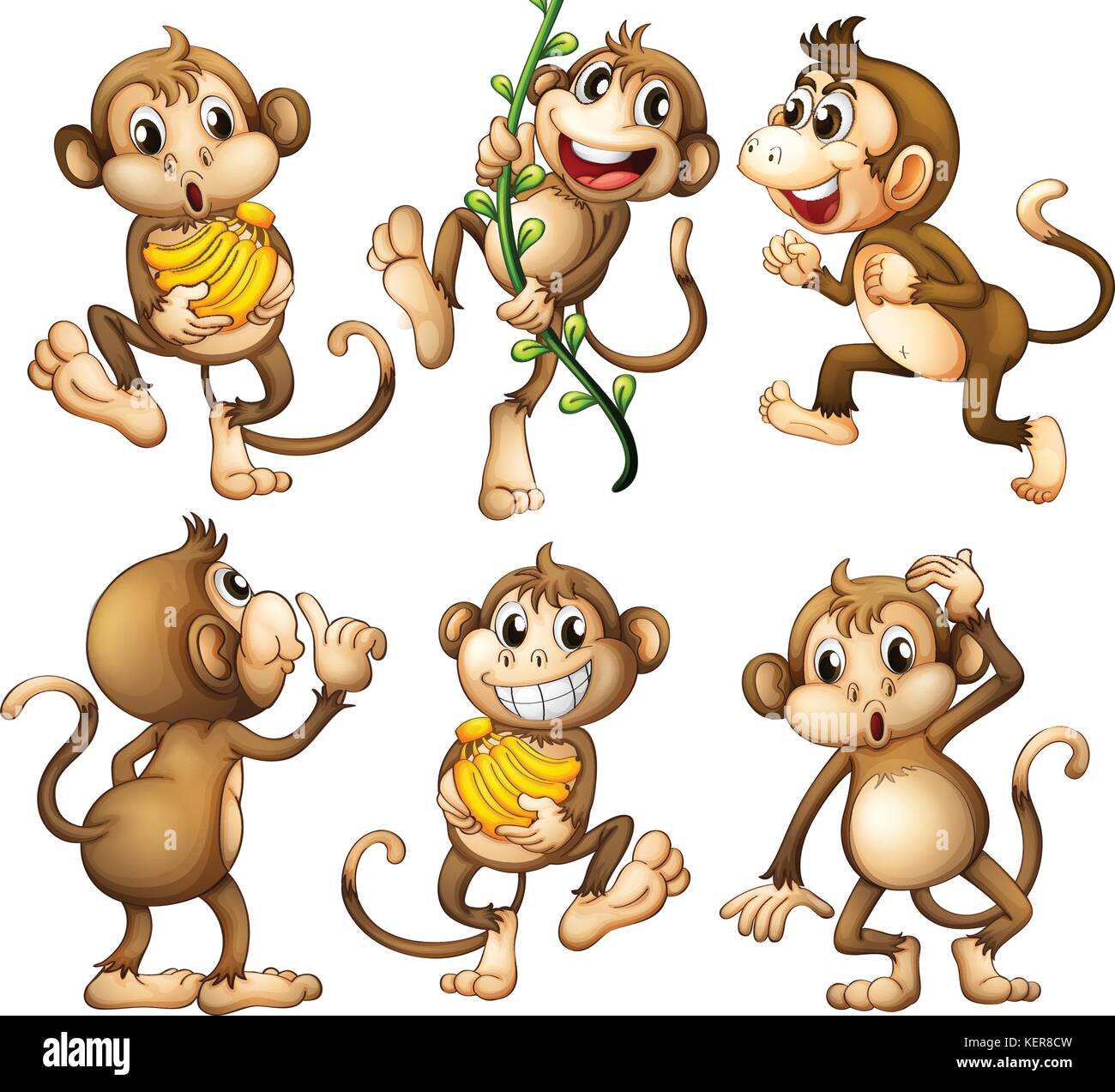 Green bananas on white background Stock Vector Images - Alamy