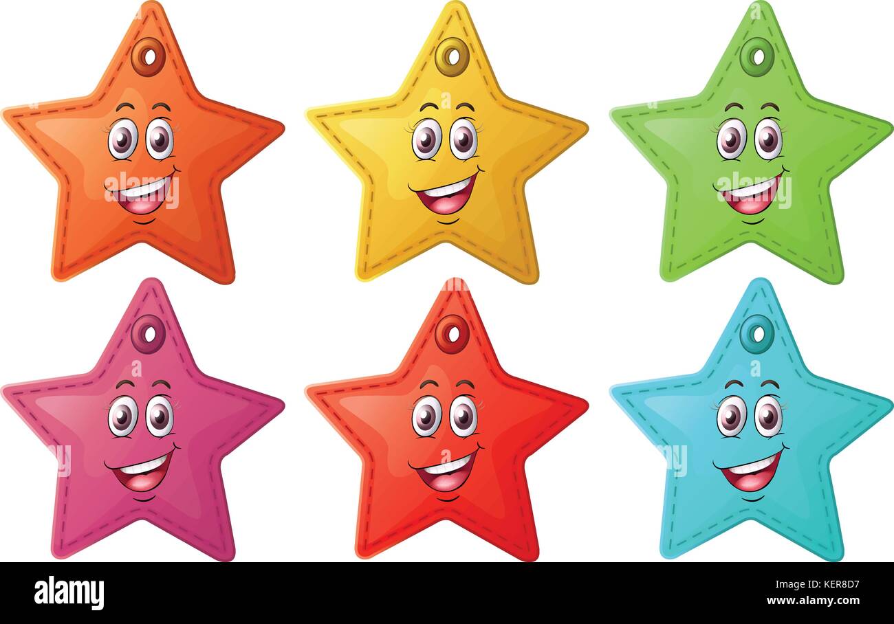 Illustration of the smiling stars on a white background Stock Vector ...