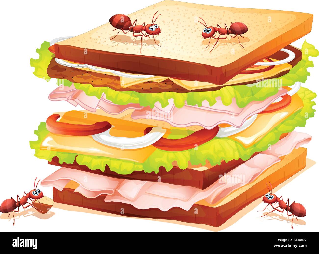 Illustration of many ants on sandwiches Stock Vector Image & Art - Alamy