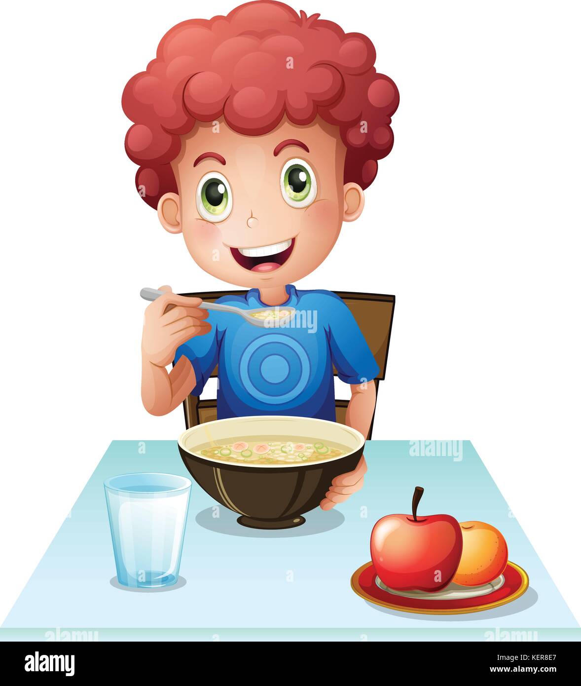 Boy Breakfast Cartoon Illustration Stock Photos & Boy Breakfast Cartoon ...
