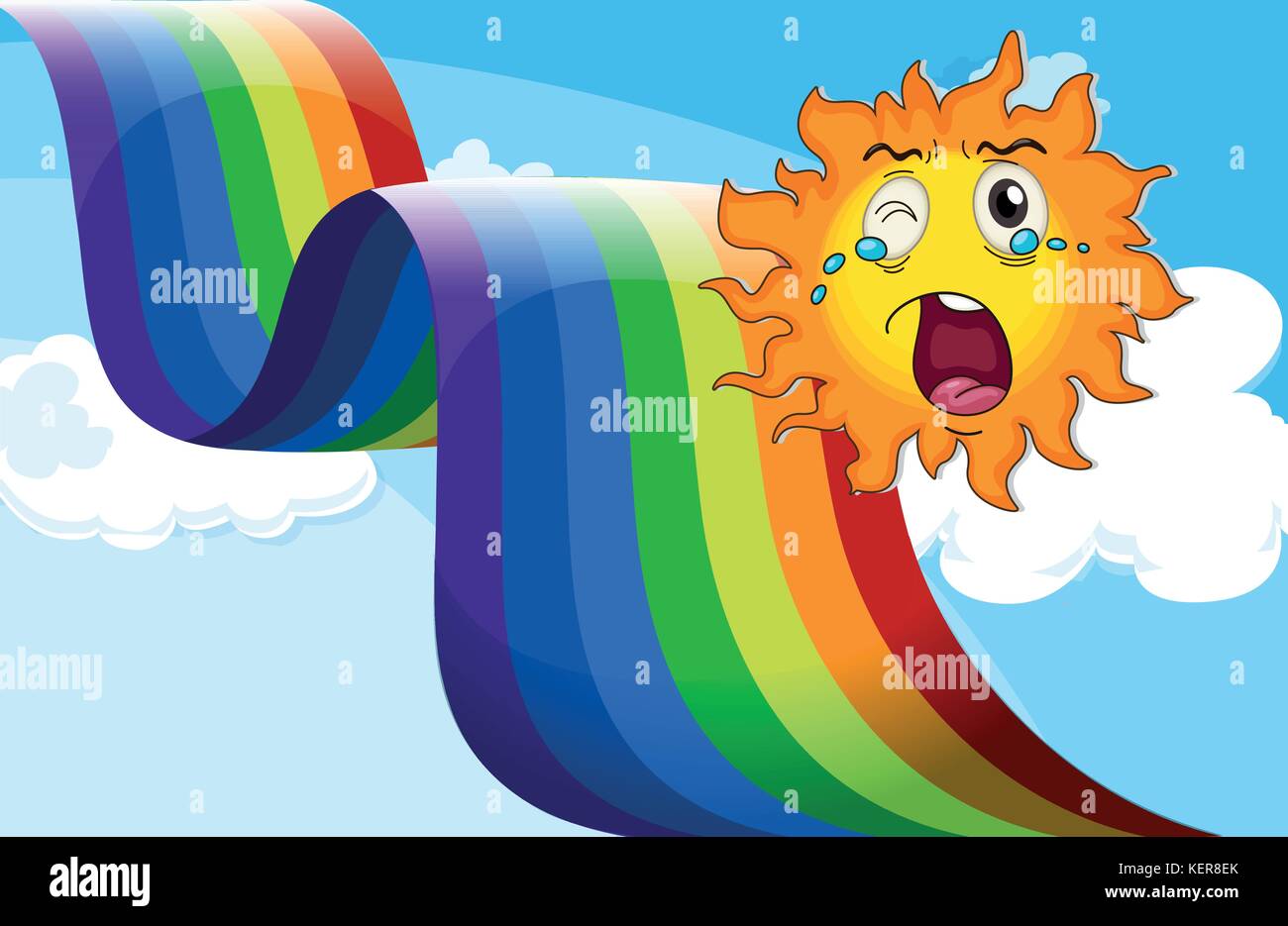 Illustration of a crying sun near the rainbow Stock Vector Image & Art ...