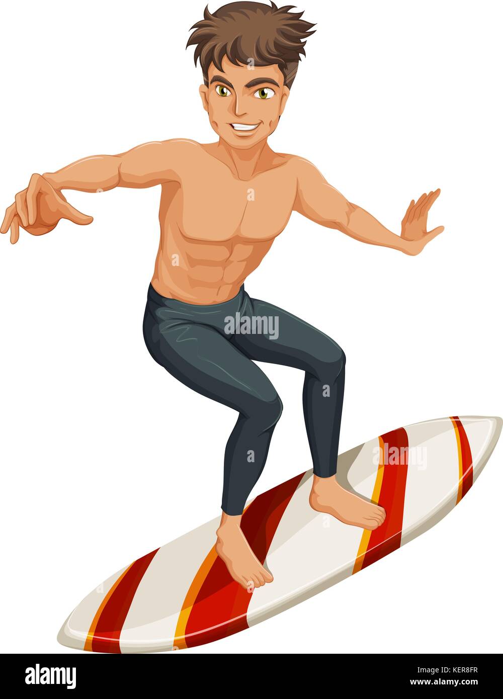 Illustration of a man surfing on a white background Stock Vector Image ...