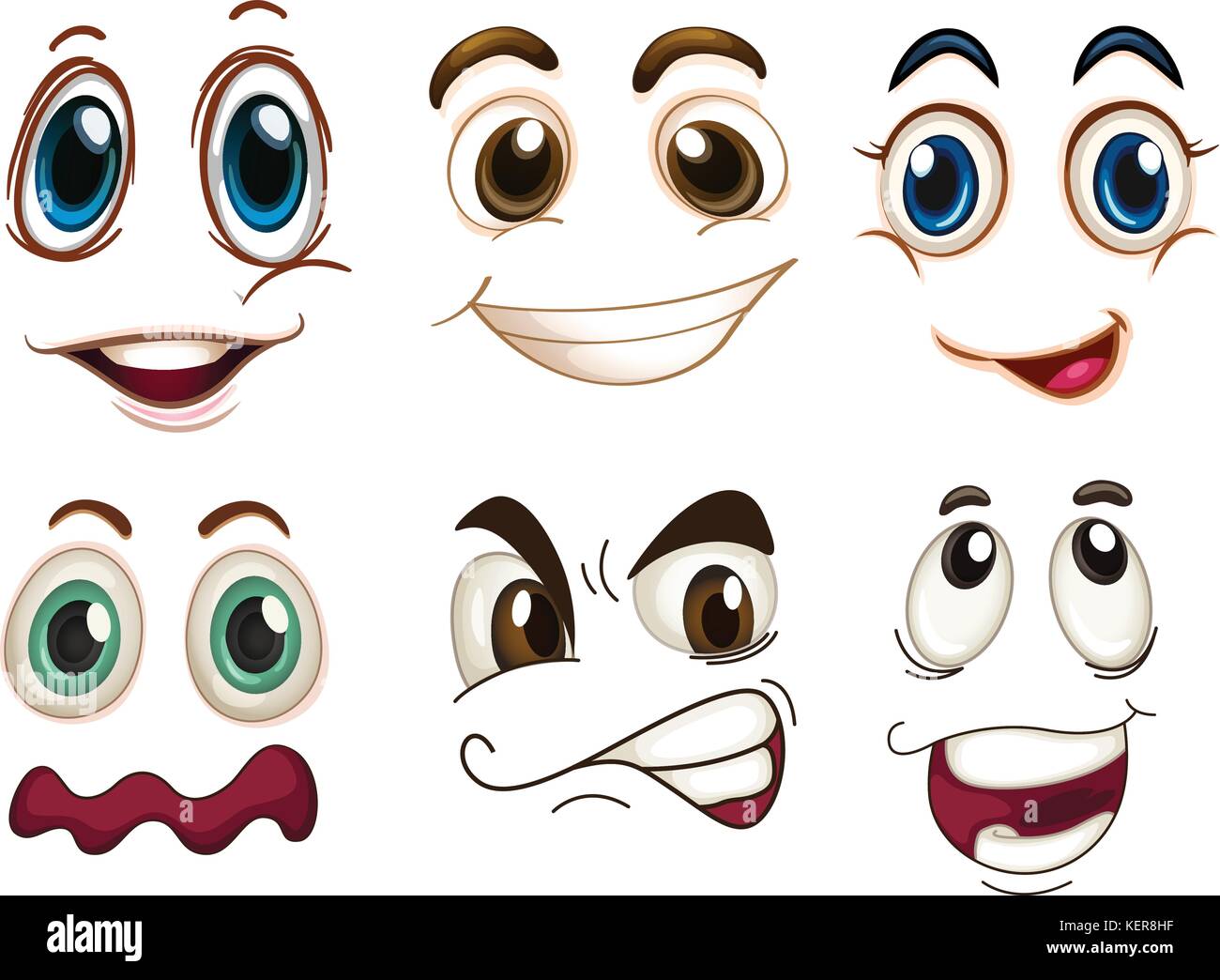 Illustration of the different facial expressions on a white background ...