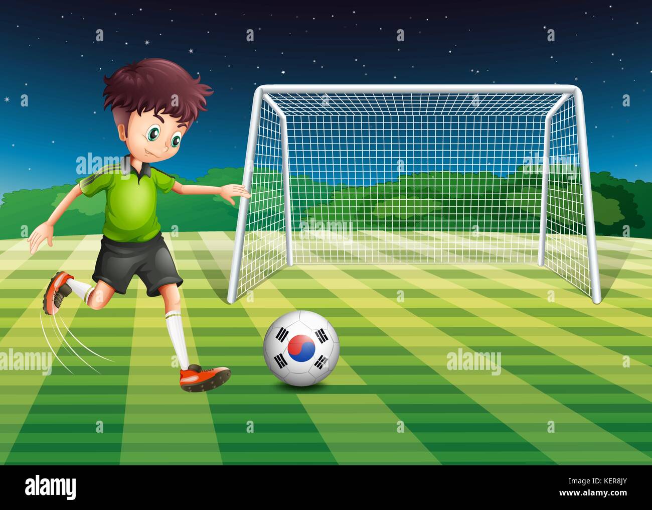 Boy kicking a football Stock Vector Images - Alamy