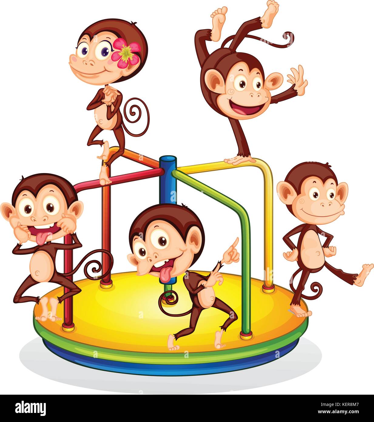 Illustration of monkeys playing with a roundabout Stock Vector Image ...