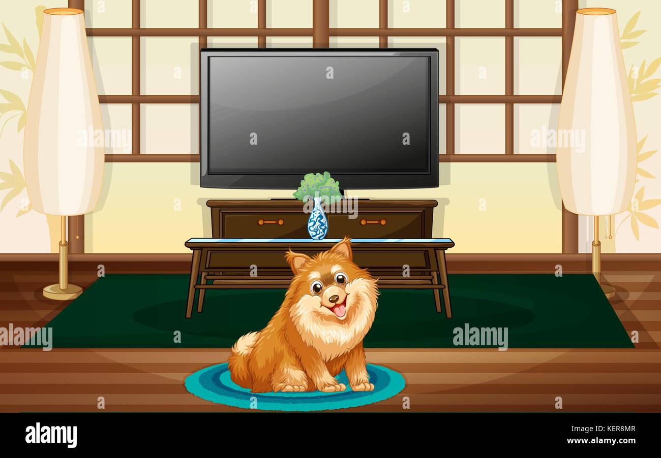 A cute dog inside the house in front of the TV Stock Vector Image & Art ...