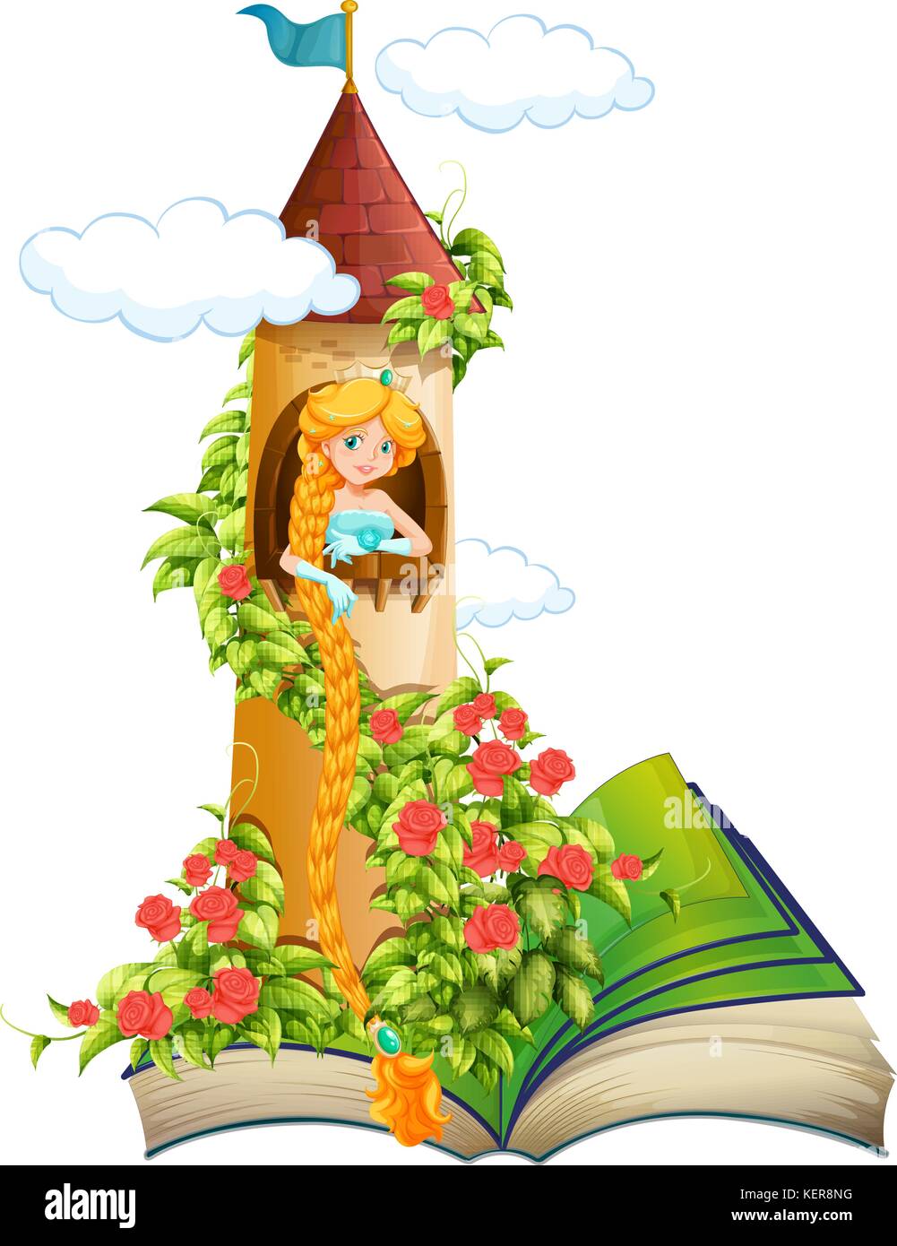 Illustration Of A Story Book Of A Princess In A Tower Stock Vector 