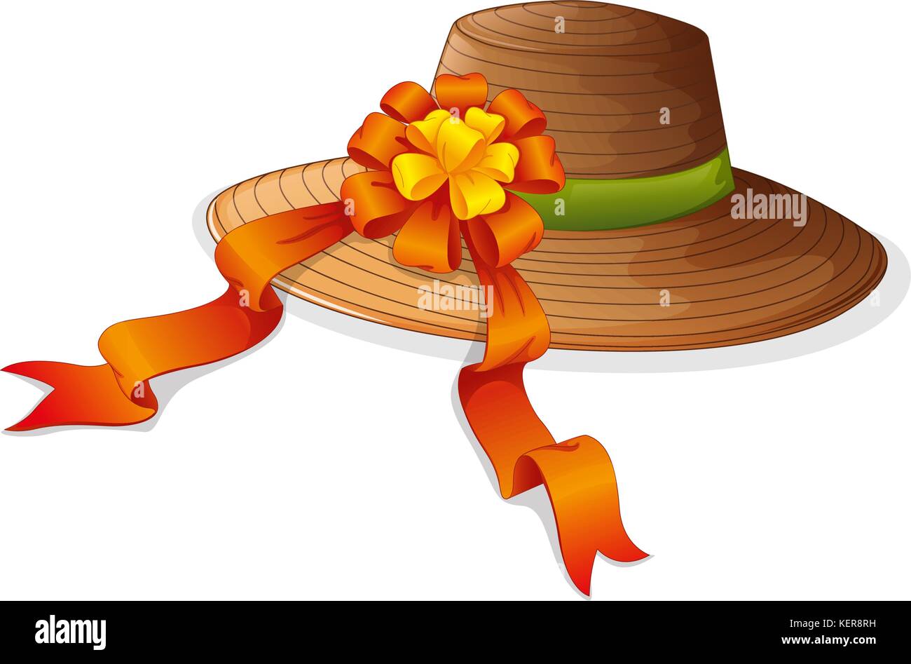 Illustration of a fashion hat with a ribbon on a white background Stock ...