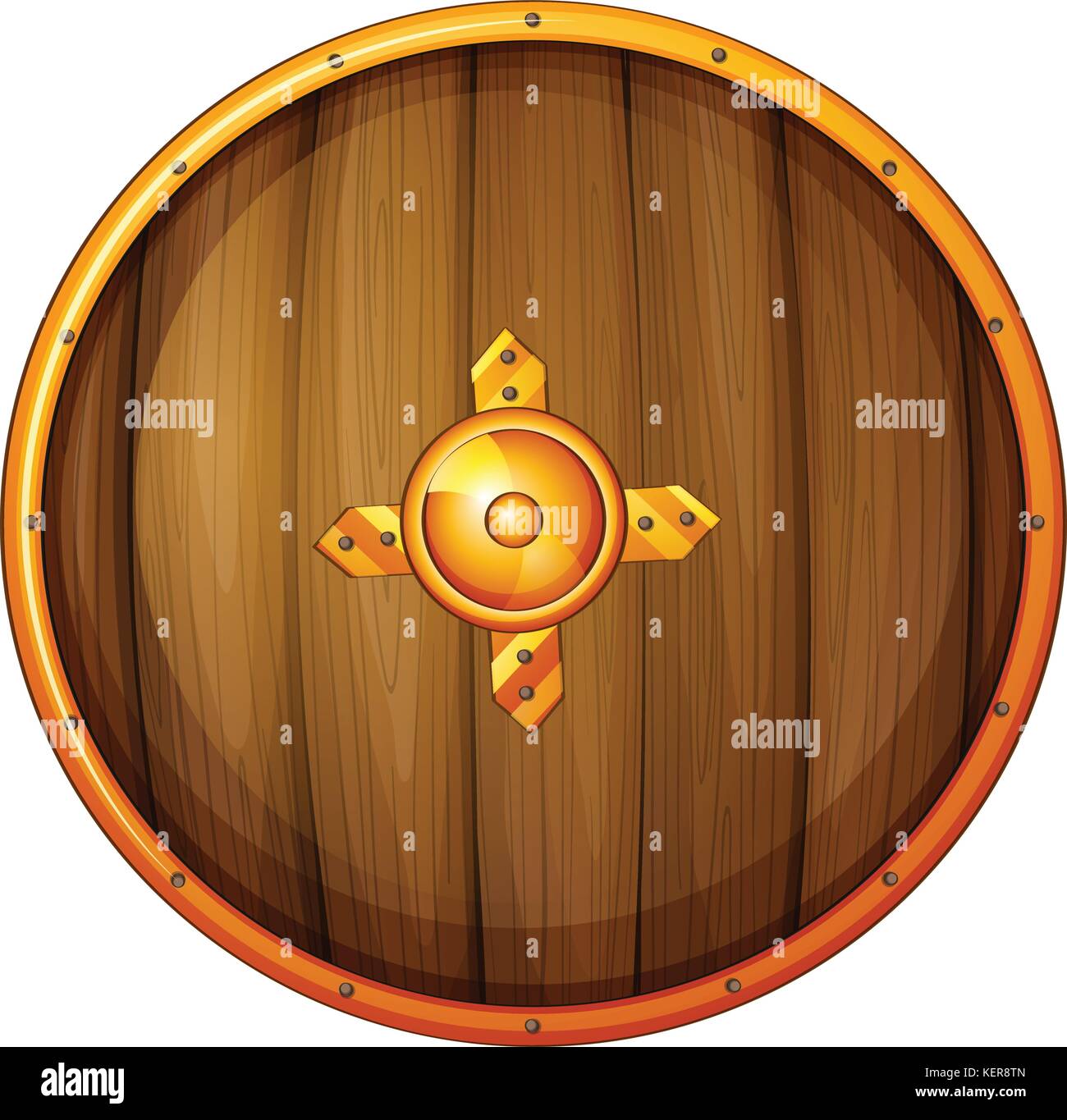 Wooden shield on white Stock Vector Images - Alamy