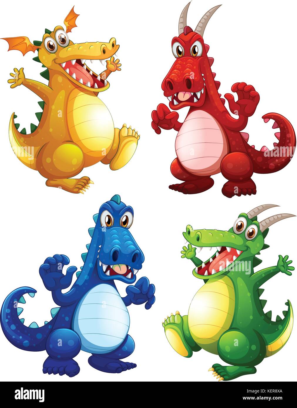 Illustration of a set of dragons Stock Vector Image & Art - Alamy