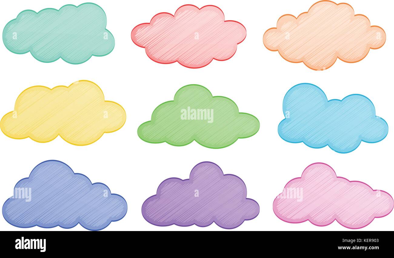 Ilustration of different colors of clouds Stock Vector Image & Art - Alamy