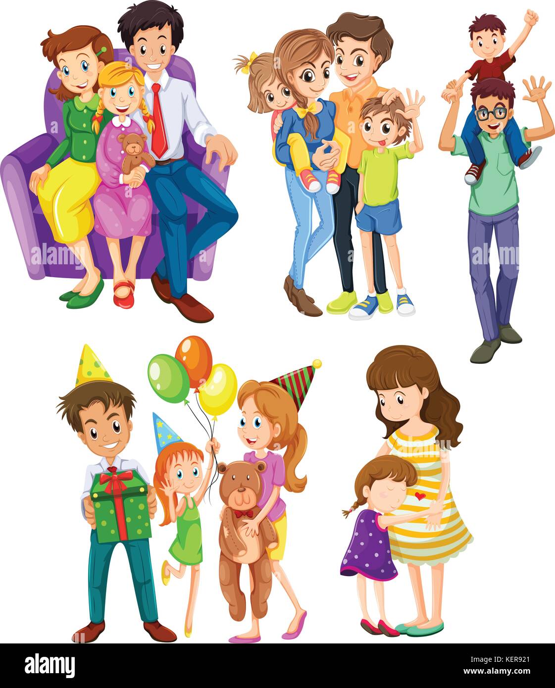 Illustration of the different families on a white background Stock ...