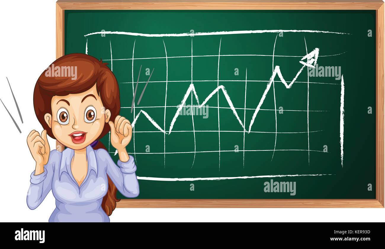 Illustration of a businesswoman reporting on a white background Stock ...