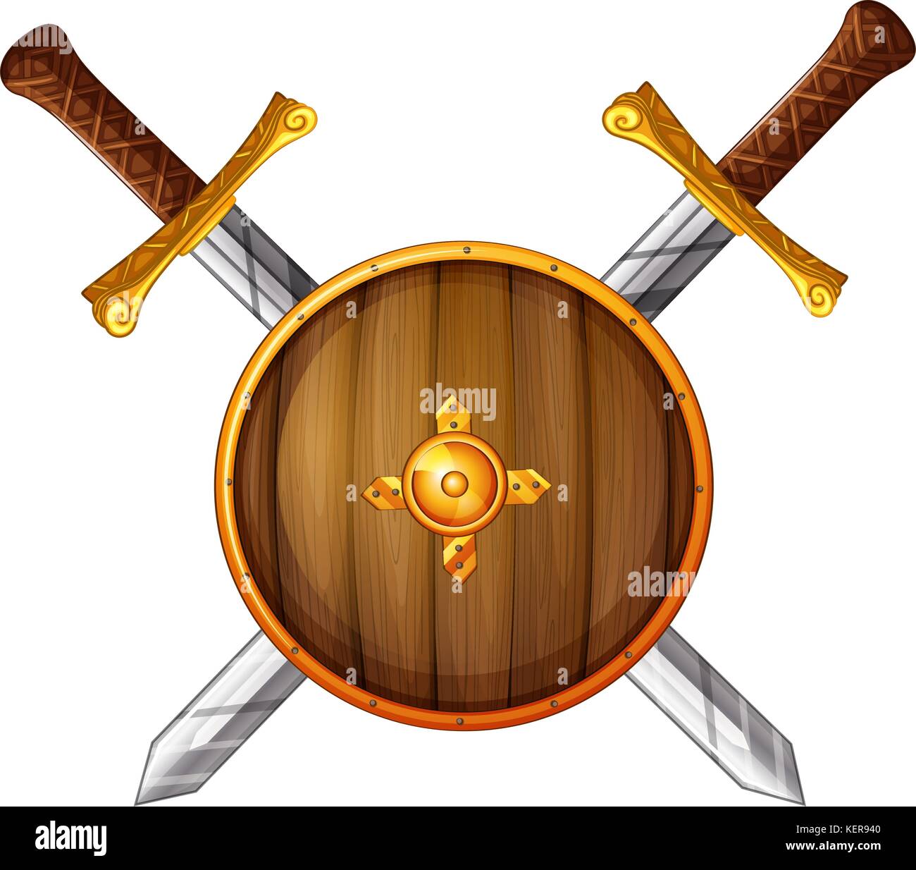 Cartoon shield and swords Stock Vector Images - Alamy
