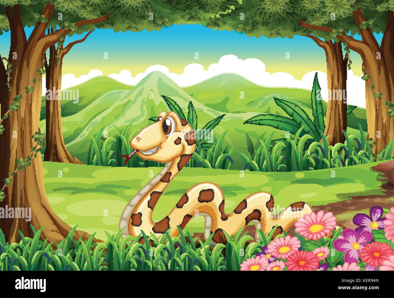 Illustration of a snake in the jungle Stock Vector Image & Art - Alamy