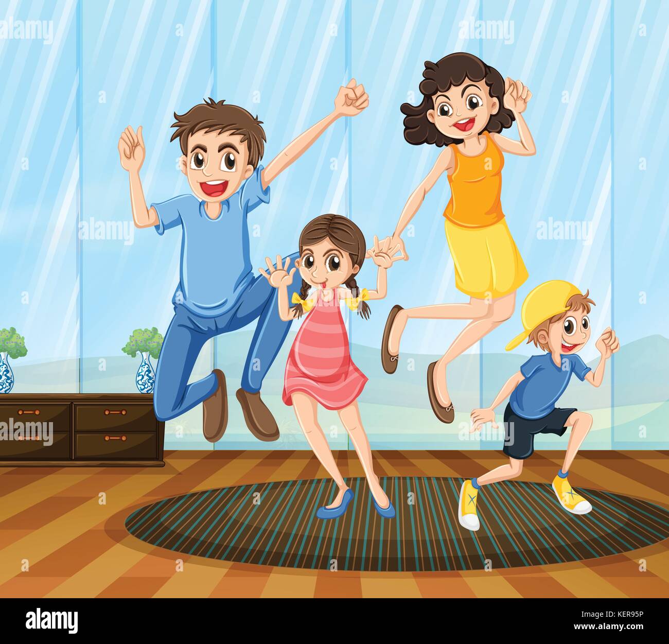 A happy family dancing inside the house Stock Vector Image & Art - Alamy