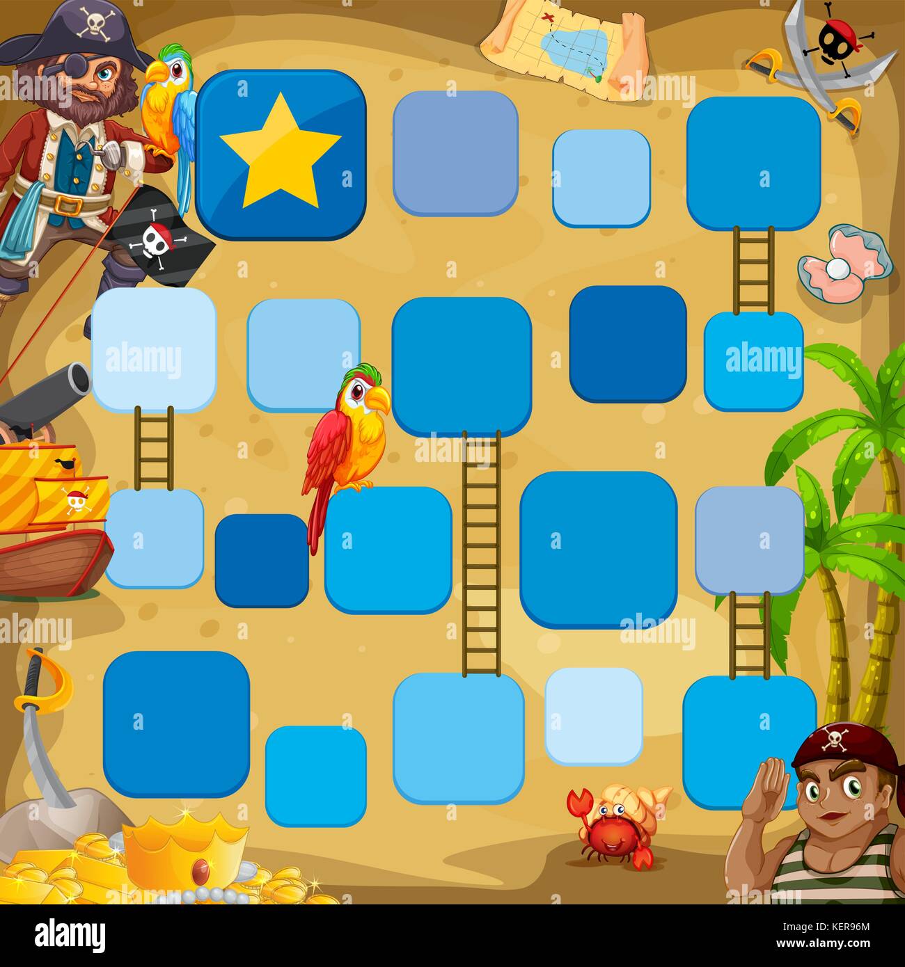 Pirate boardgame theme with birds Stock Vector Image & Art - Alamy