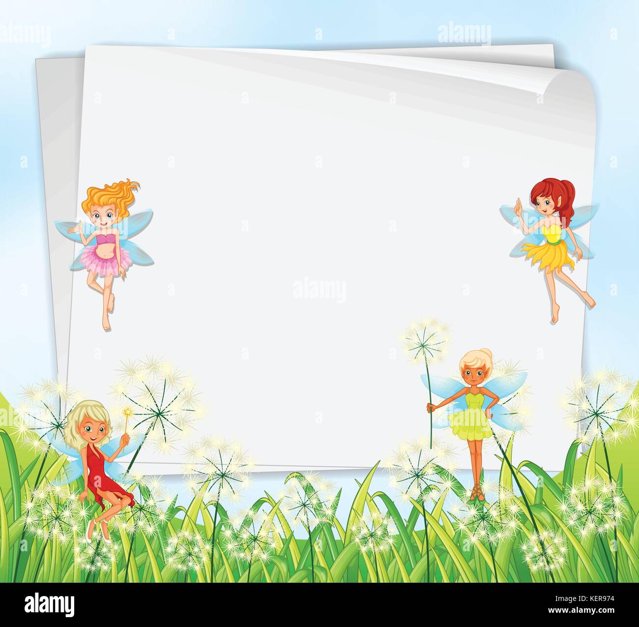 Illustration of the empty paper templates with fairies Stock Vector ...