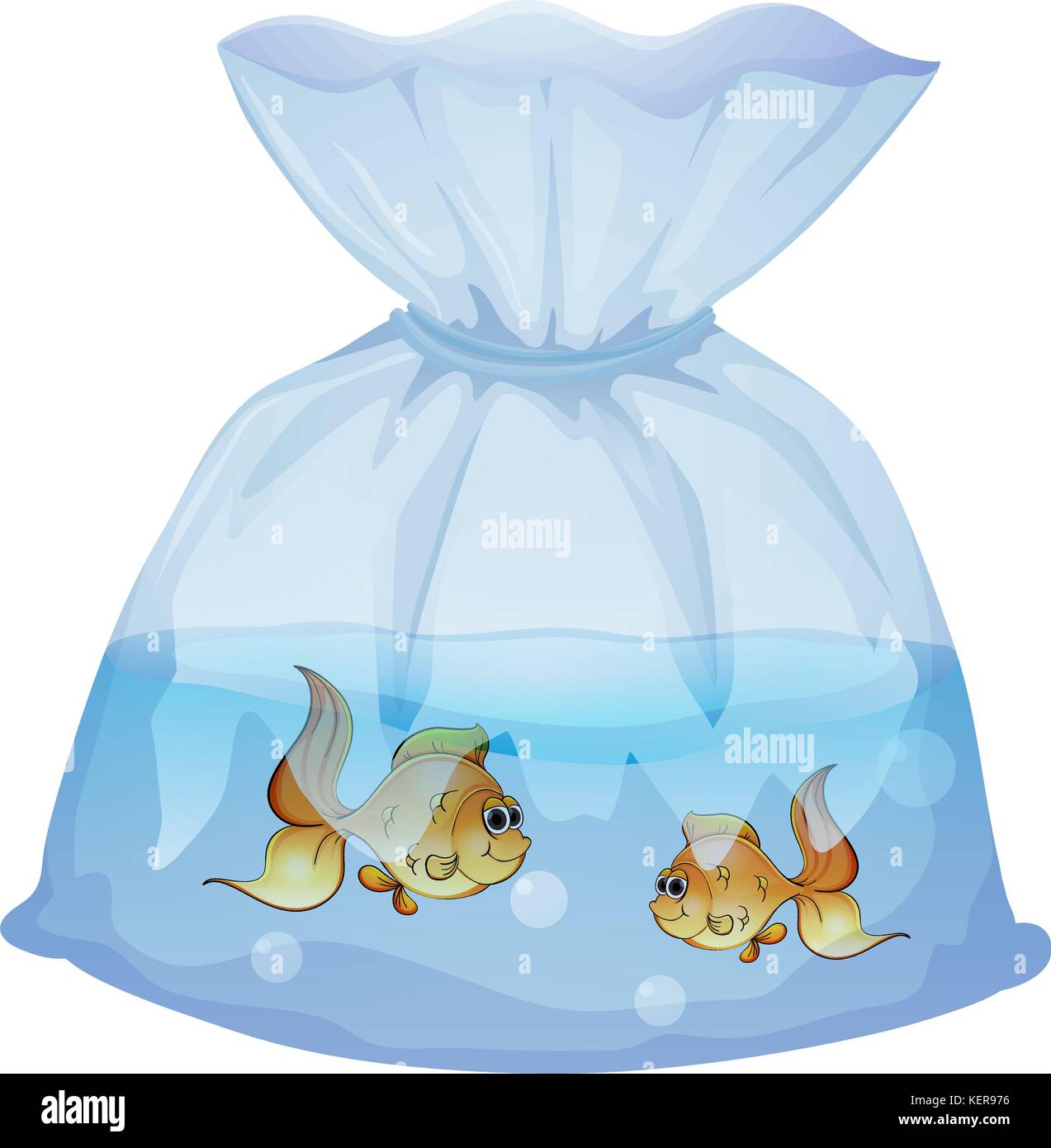 Illustration of a plastic pouch with two fishes on a white background ...