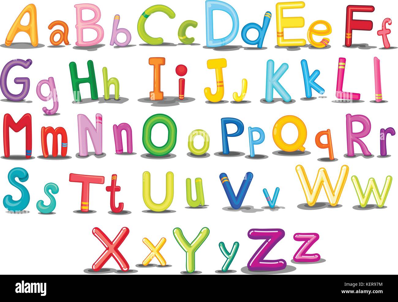 Illustration of colorful english alphabets Stock Vector Image & Art - Alamy