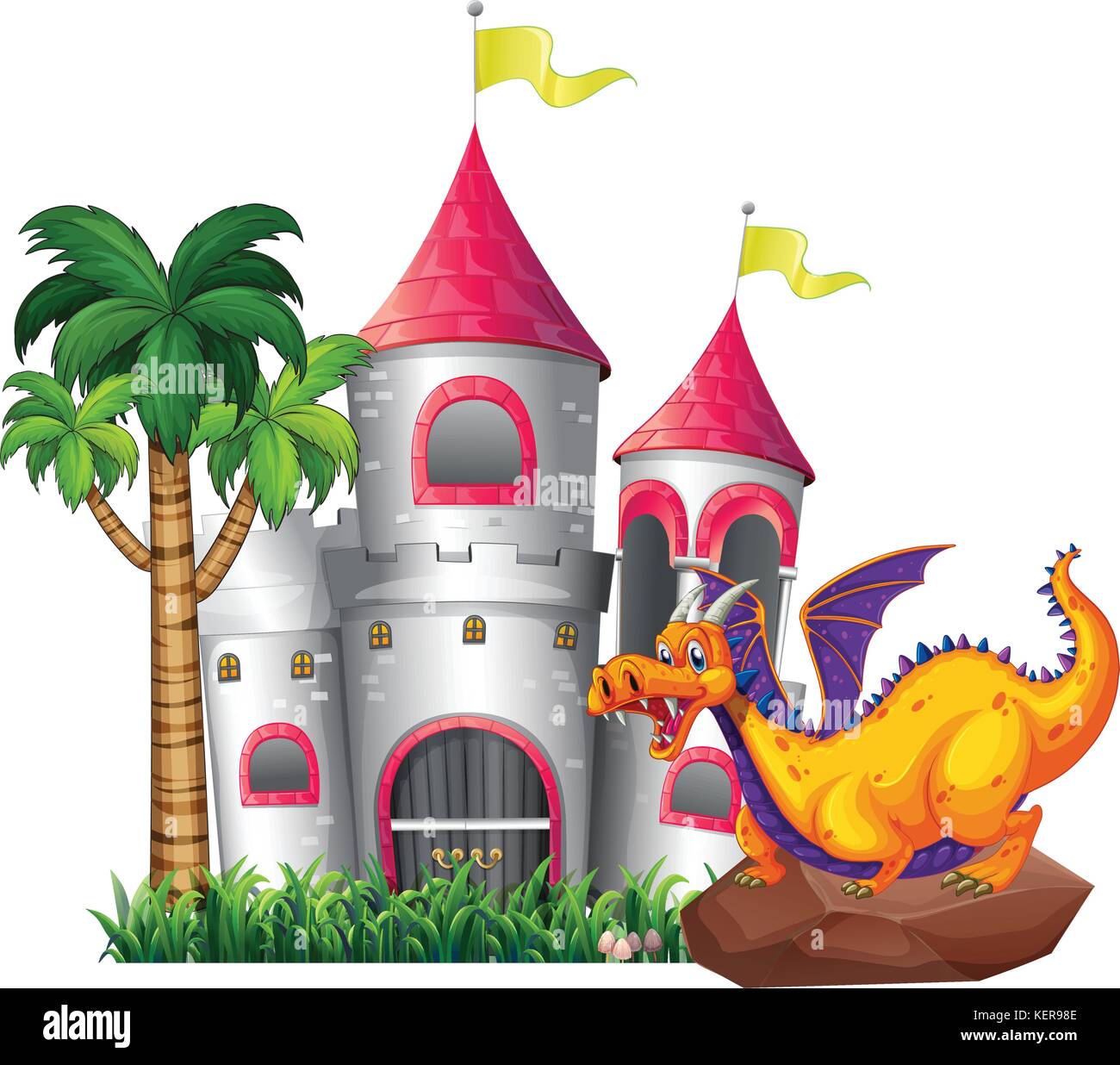 illustration of a dragon and a castle Stock Vector Image & Art - Alamy