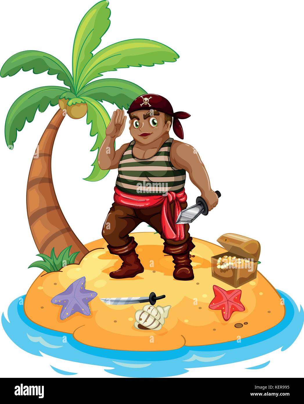 illustration of a pirate standing on an island Stock Vector Image & Art ...