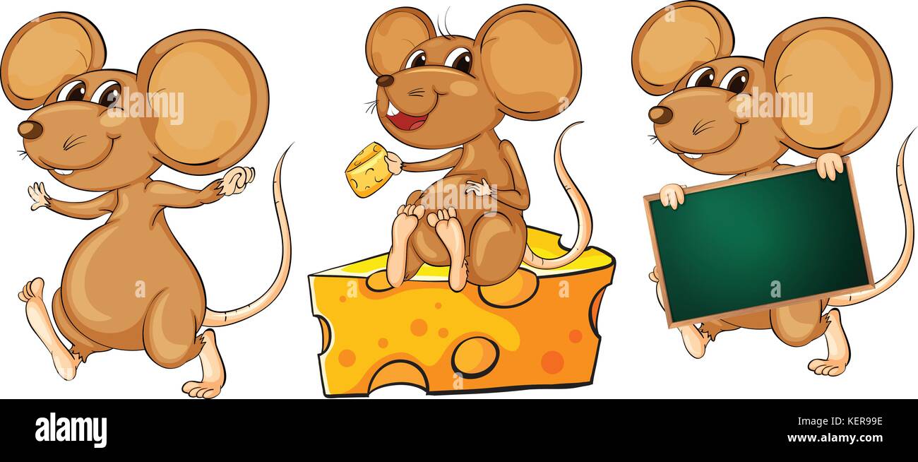 Illustration of the three playful mice on a white background Stock ...