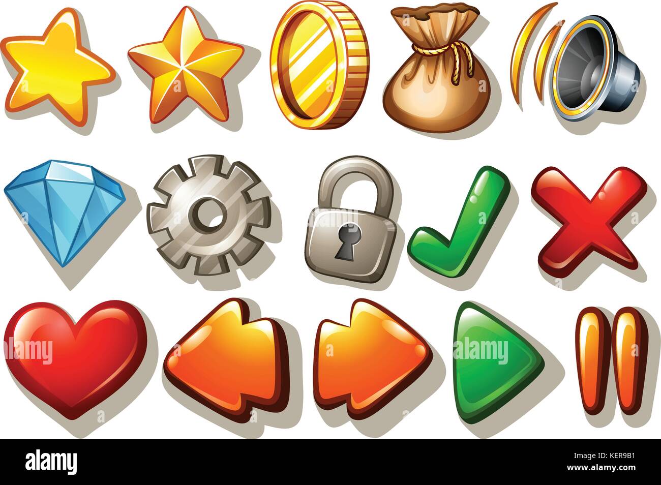 Assorted gaming design elements on white Stock Vector Image & Art - Alamy