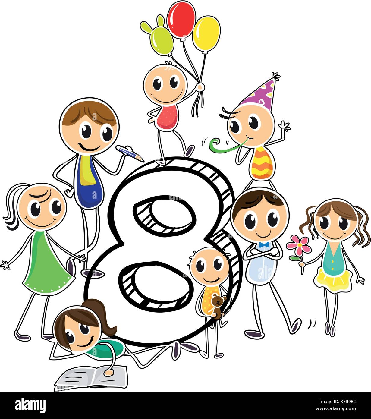 Cartoon math number eight Stock Vector Images - Alamy