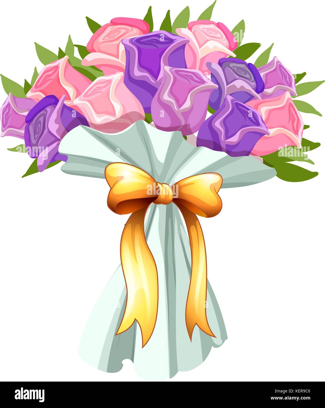 Illustration of a boquet of blooming flowers on a white background ...