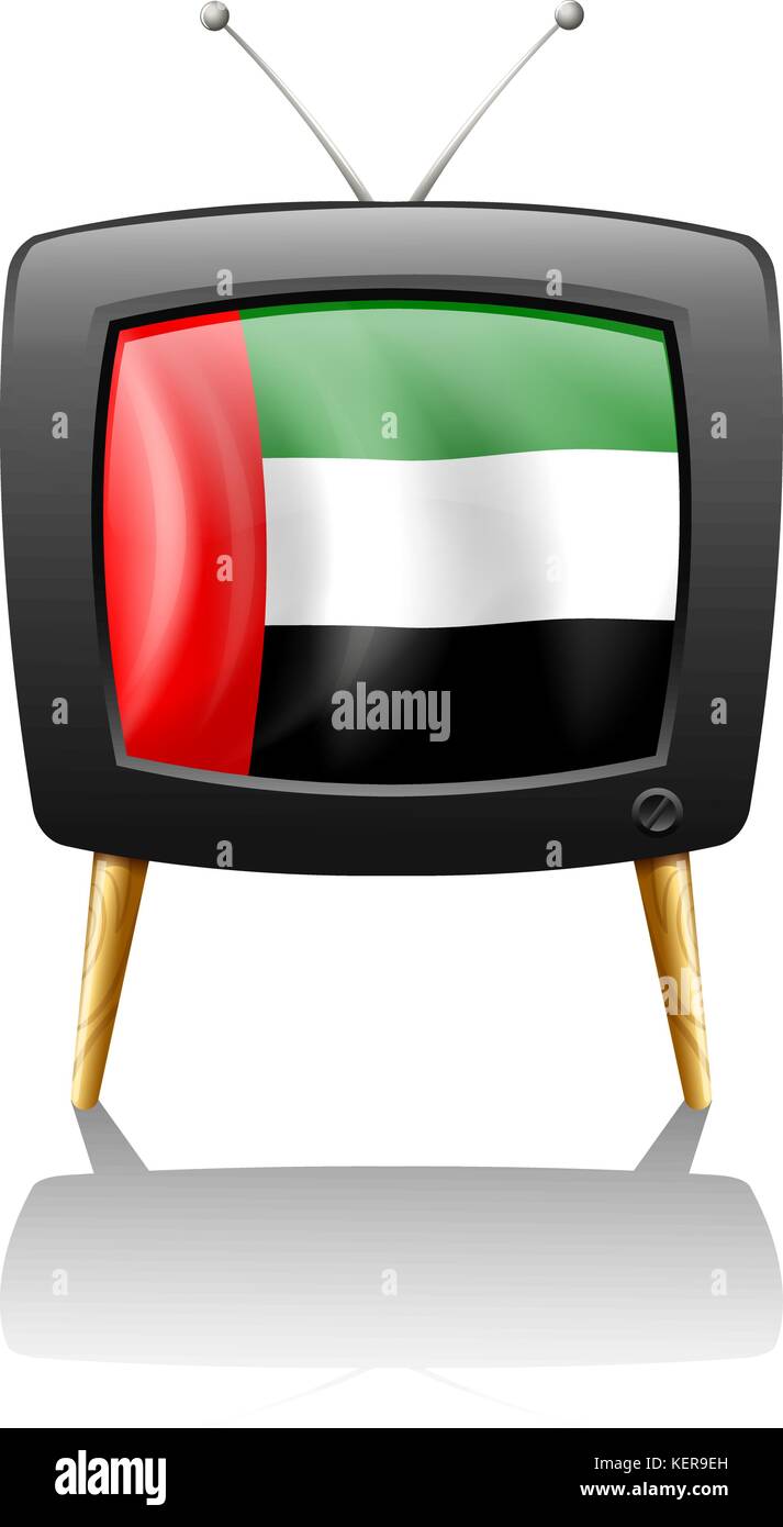 Illustration of a television with the UAE flag on a white background ...