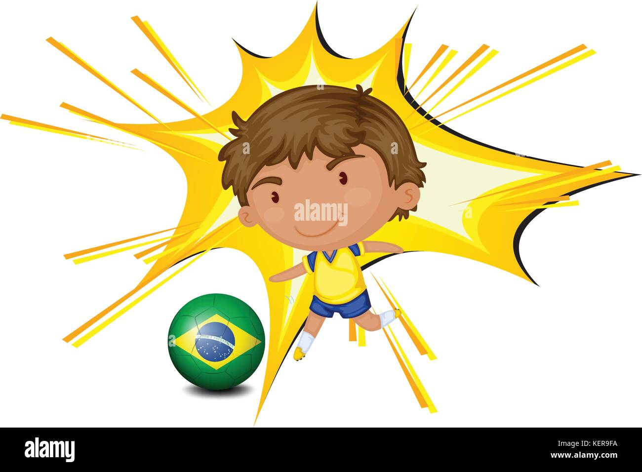 Illustration of a football player from Brazil on a white background ...