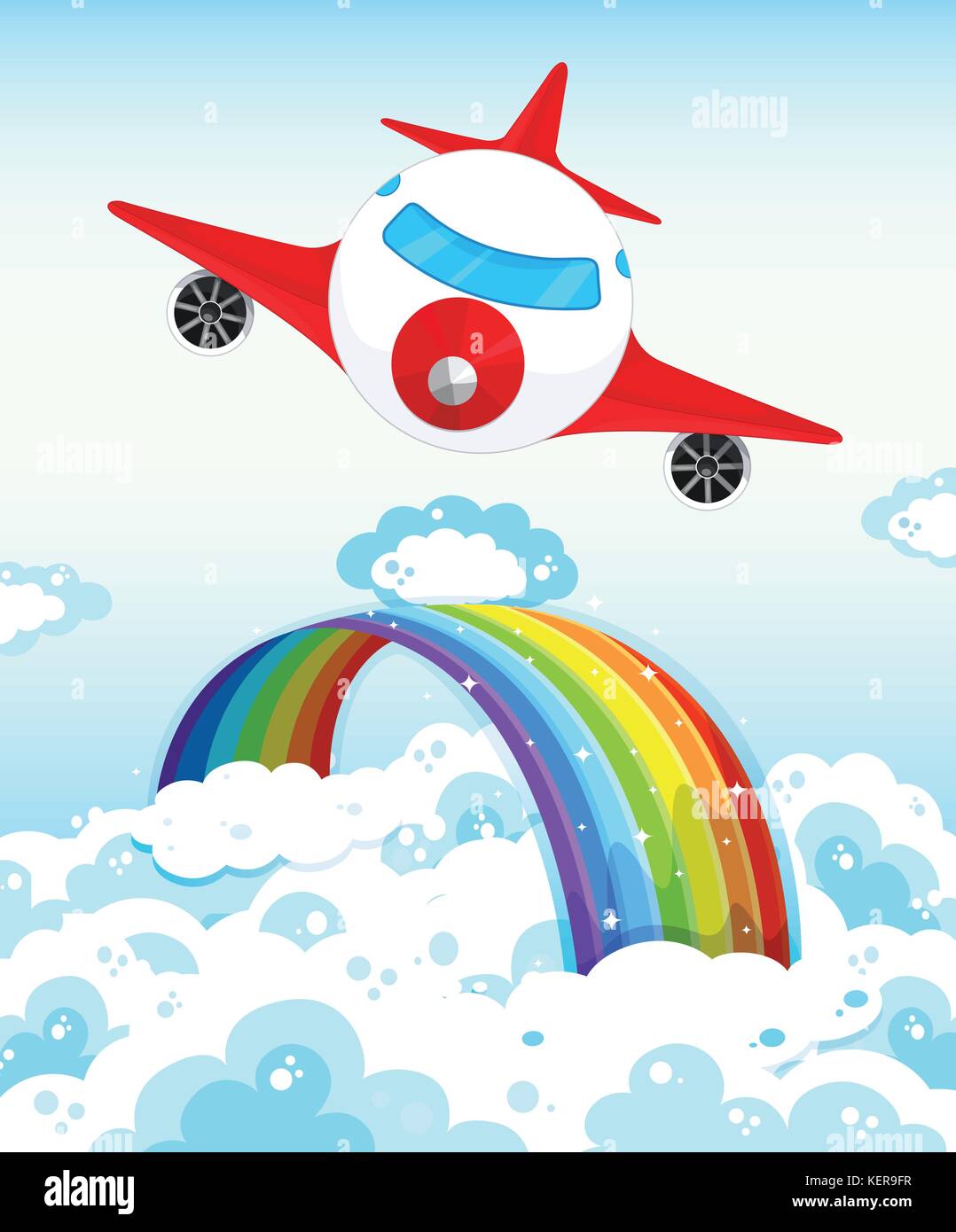 Jet flying over rainbow Stock Vector Images - Alamy