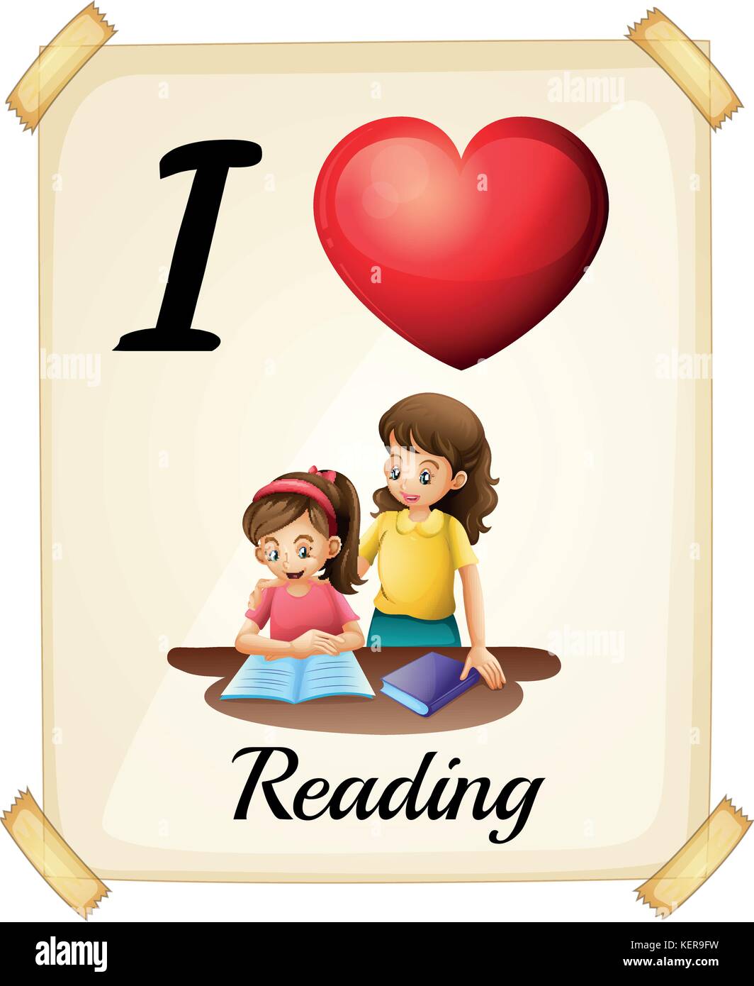 Illustration of i love reading sign Stock Vector Image & Art - Alamy