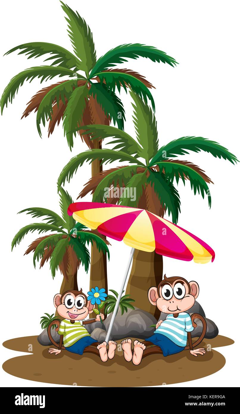 Monkeys sitting rock Stock Vector Images - Alamy