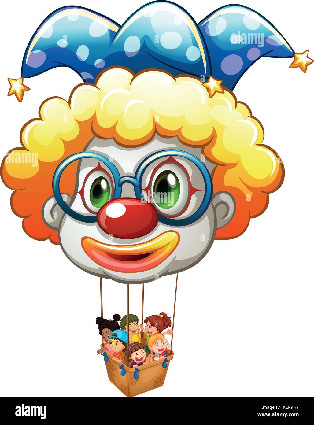 Illustration of a big balloon with a basket on a white background Stock ...