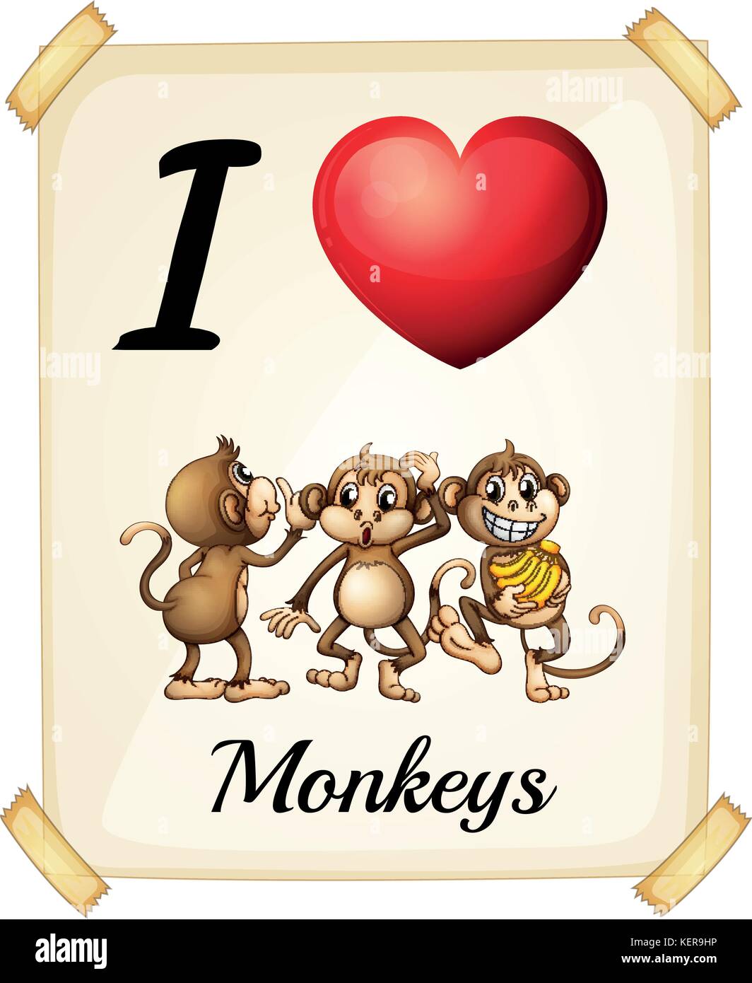 Illustration of i love monkeys sign Stock Vector Image & Art - Alamy
