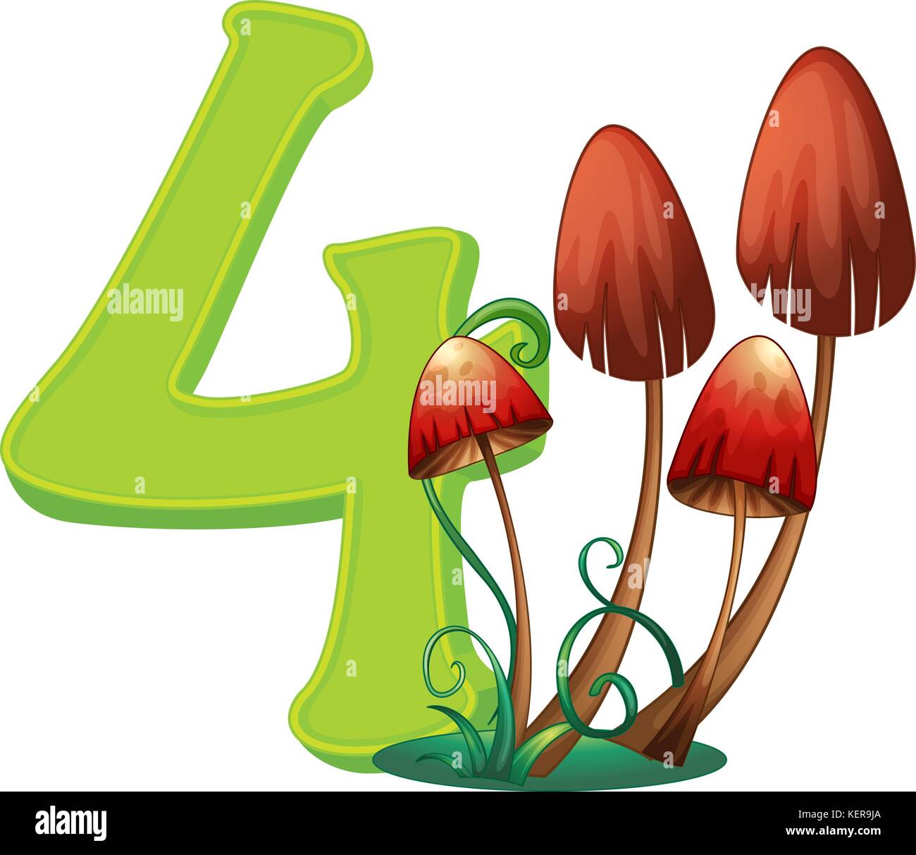 Illustration of the four mushrooms on a white background Stock Vector ...