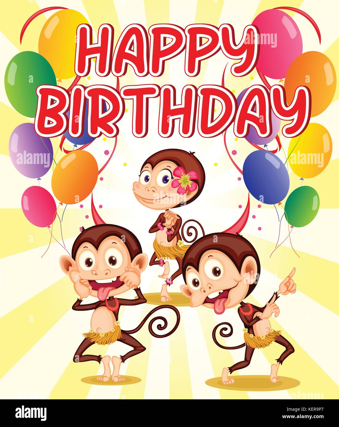 Happy birthday with a monkey theme Stock Vector Image & Art - Alamy