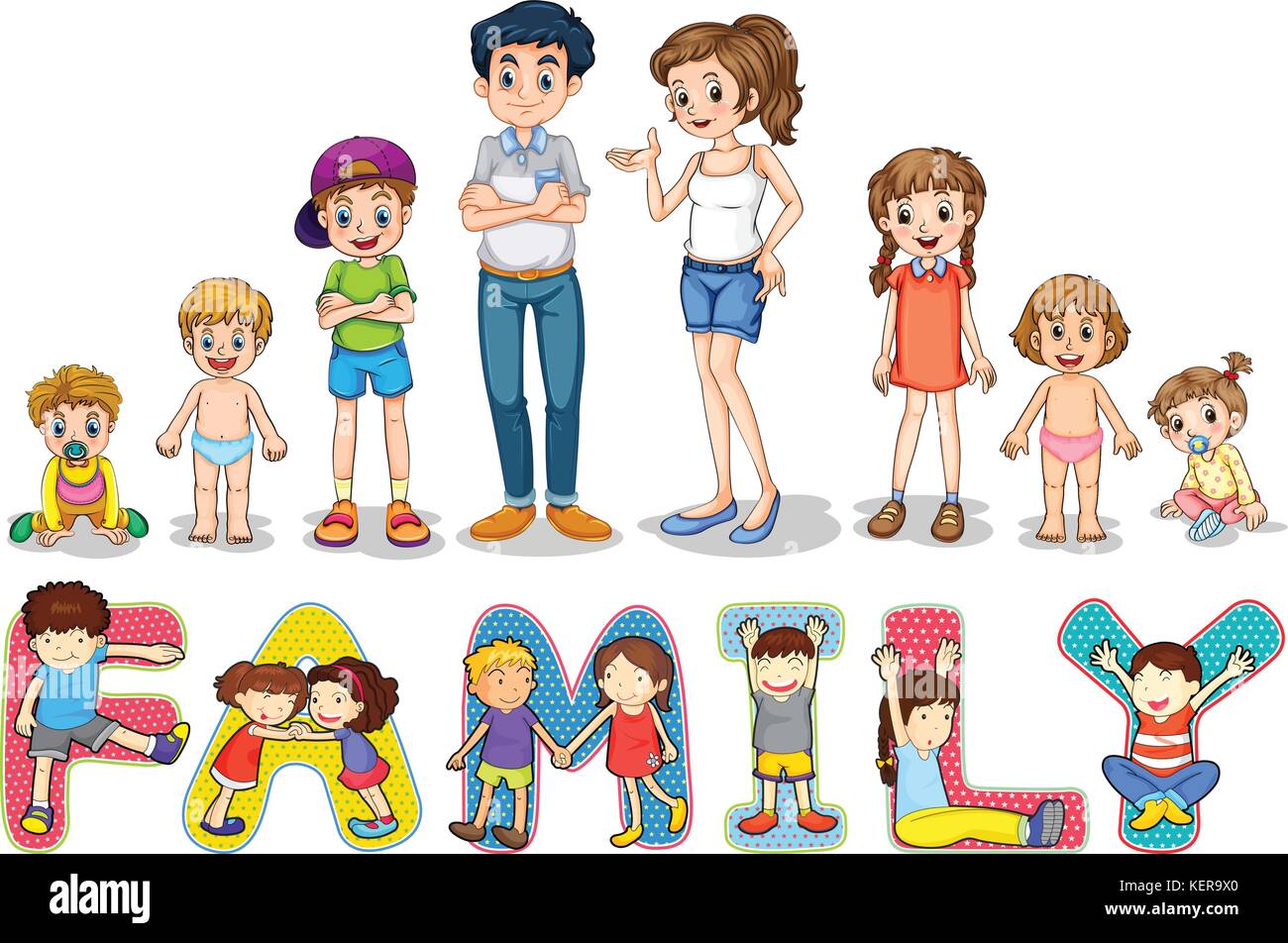 Cute family members group hi-res stock photography and images - Alamy