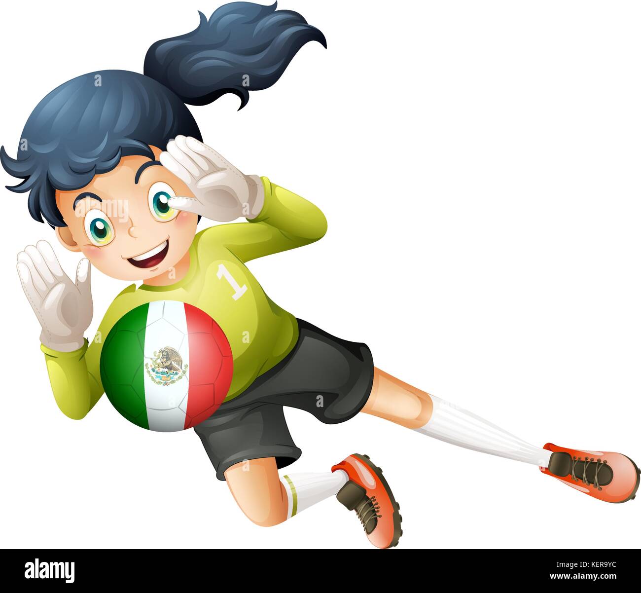 Illustration of a female football player from Mexico on a white ...