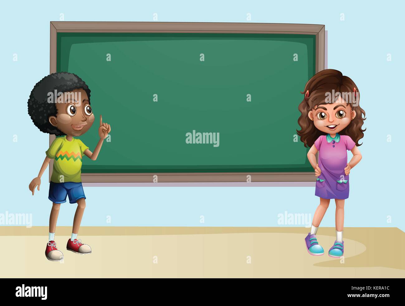 Happy cartoon schoolgirl blackboard hi-res stock photography and images ...