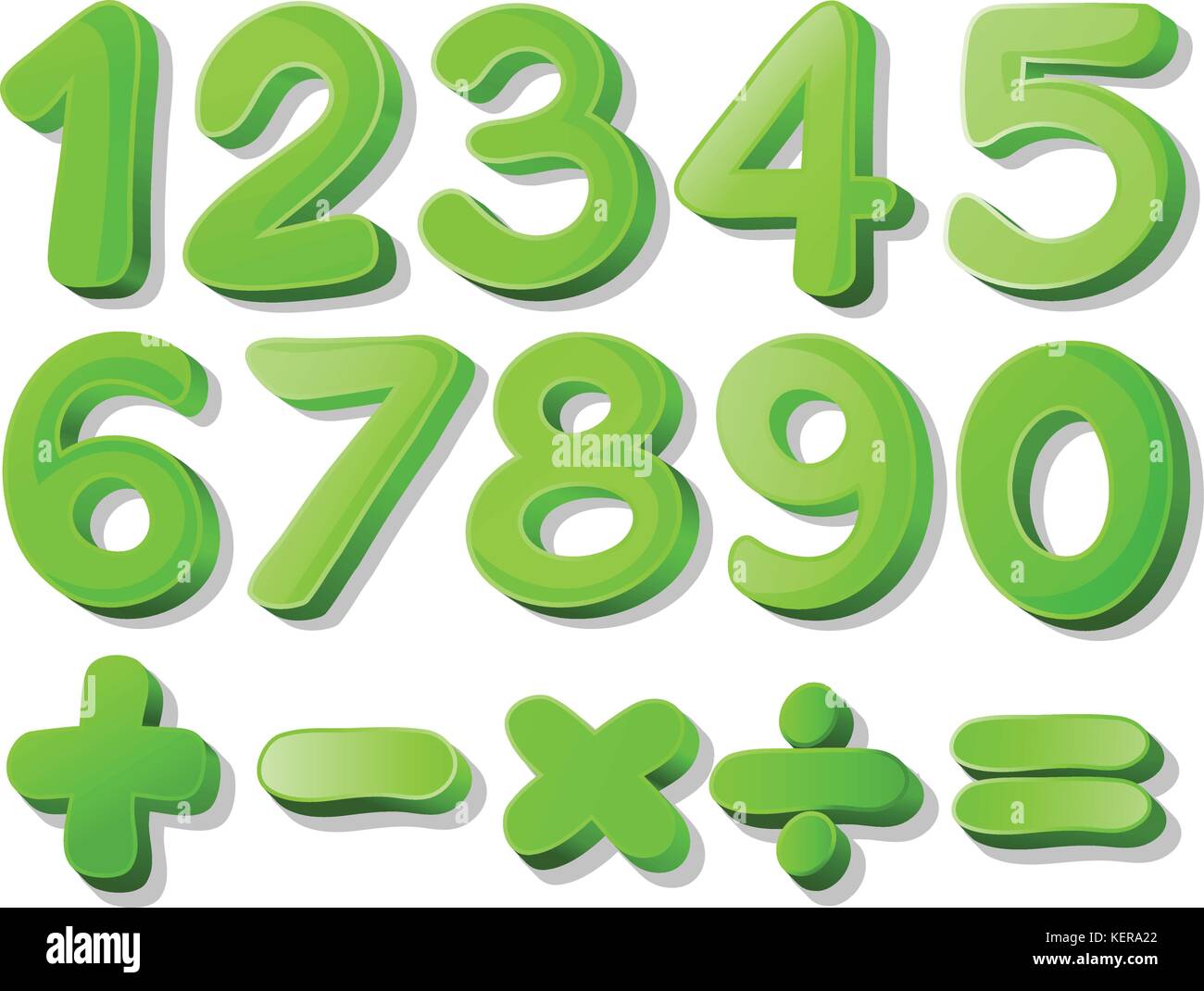 Illustration of a set of green numbers Stock Vector Image & Art - Alamy