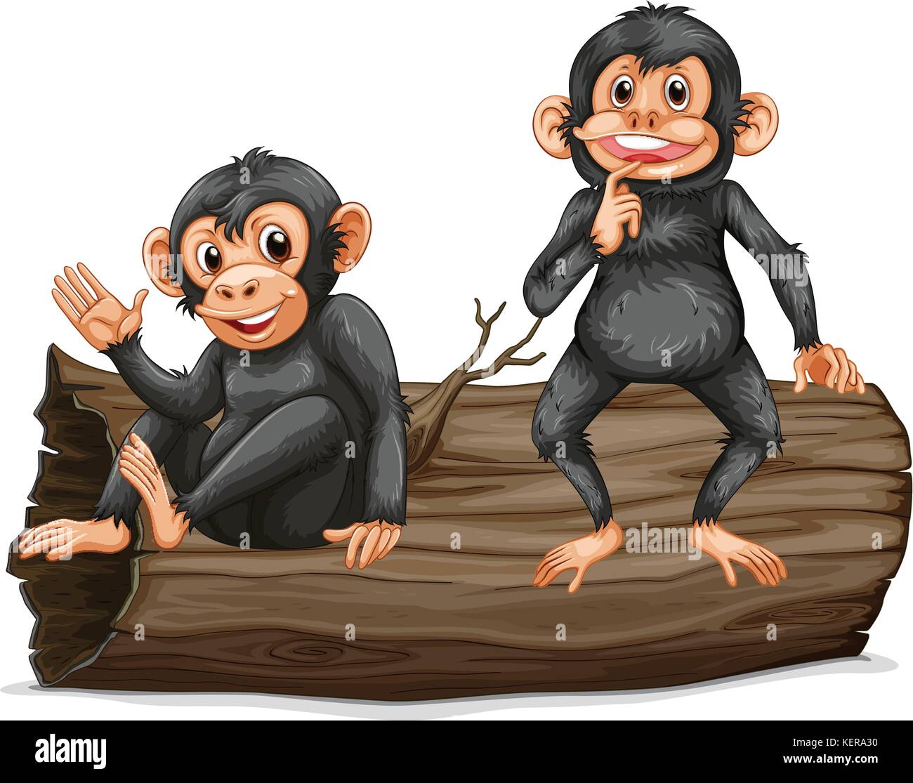 Illustration of two chimps on a log Stock Vector Image & Art - Alamy